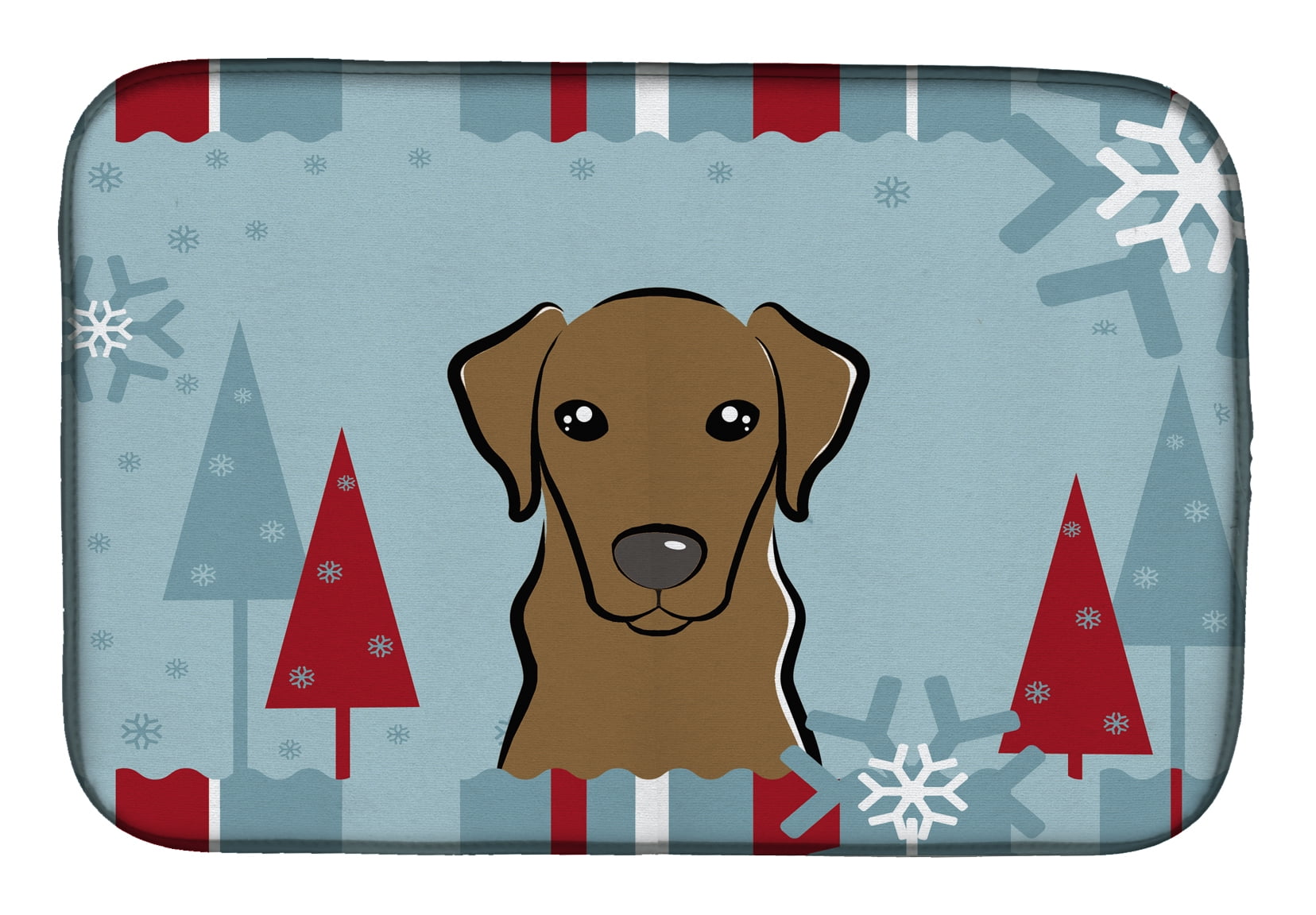 Winter Holiday Chocolate Labrador Dish Drying Mat - Walmart.com