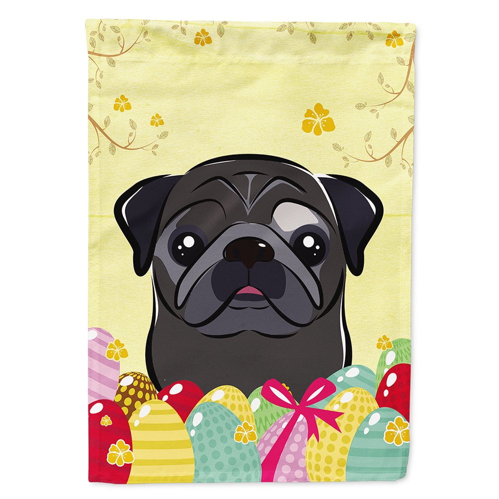 Carolines Treasures BB1945CHF Black Pug Easter Egg Hunt Flag Canvas ...