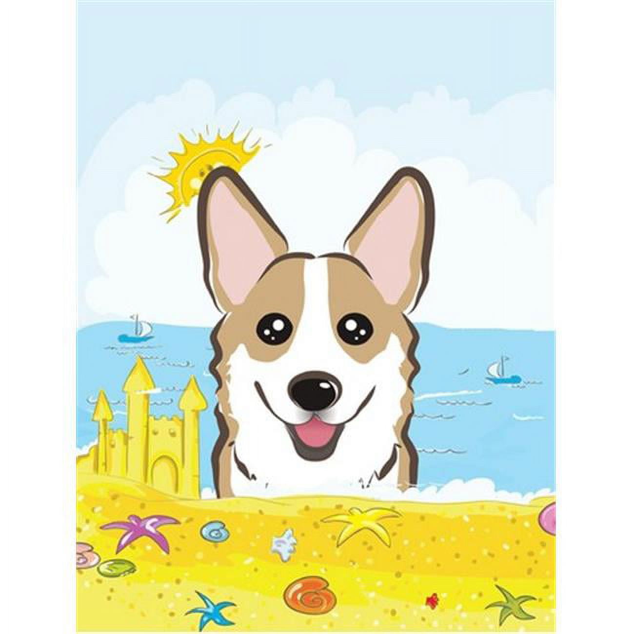 Carolines Treasures BB2121CHF Sable Corgi Summer Beach Canvas House ...