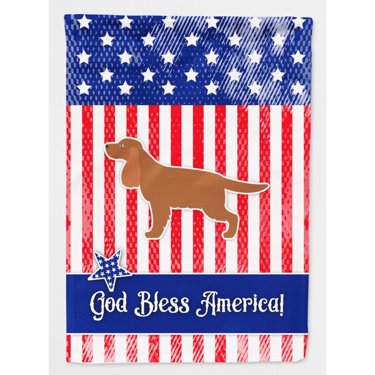Carolines Treasures BB3312CHF USA Patriotic English Cocker Spaniel Flag ...