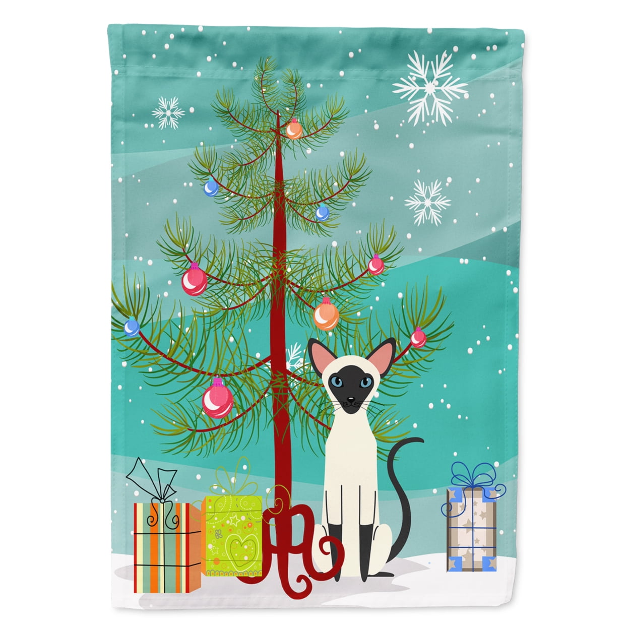 Carolines Treasures BB4429GF Siamese Cat Merry Christmas Tree Flag ...