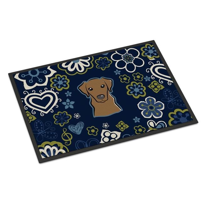 Carolines Treasures BB5085JMAT 24 x 36 in. Blue Flowers Chocolate ...