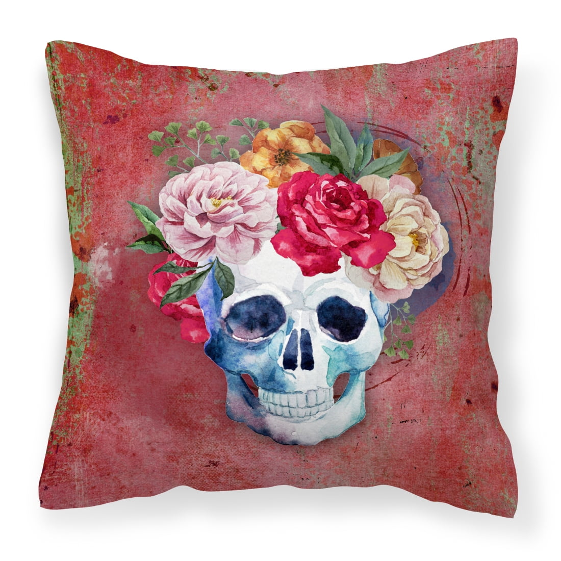 Carolines Treasures BB5130PW1414 Day of the Dead Red Flowers Skull ...