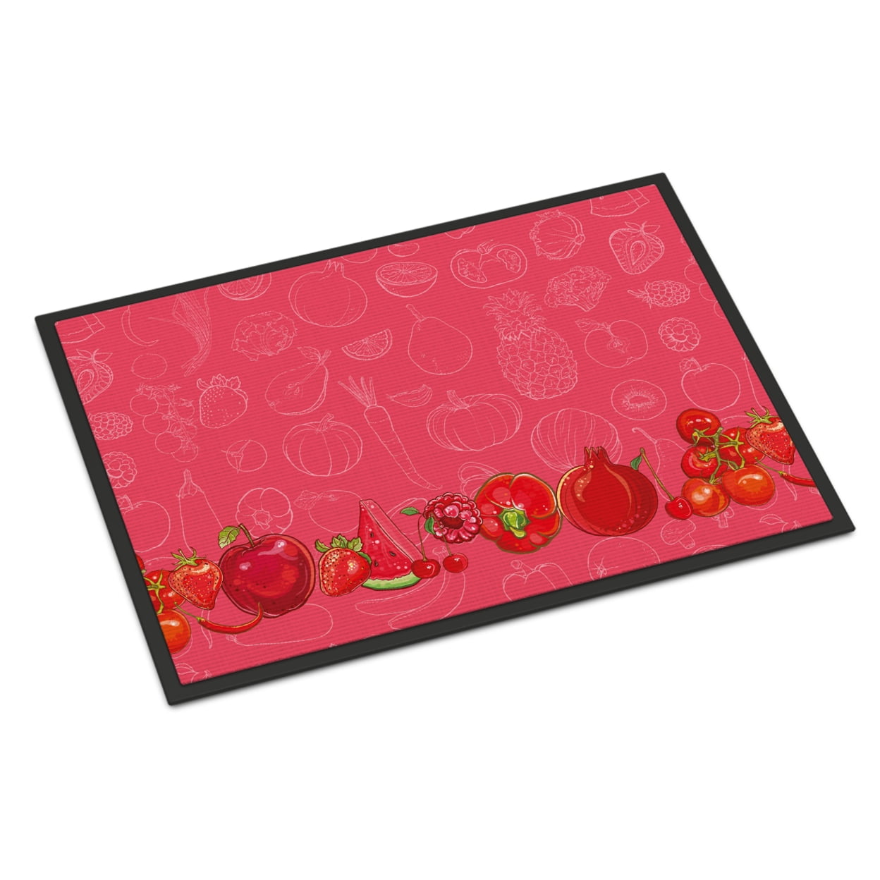 Carolines Treasures BB5133JMAT Fruits and Vegetables in Red Doormat ...