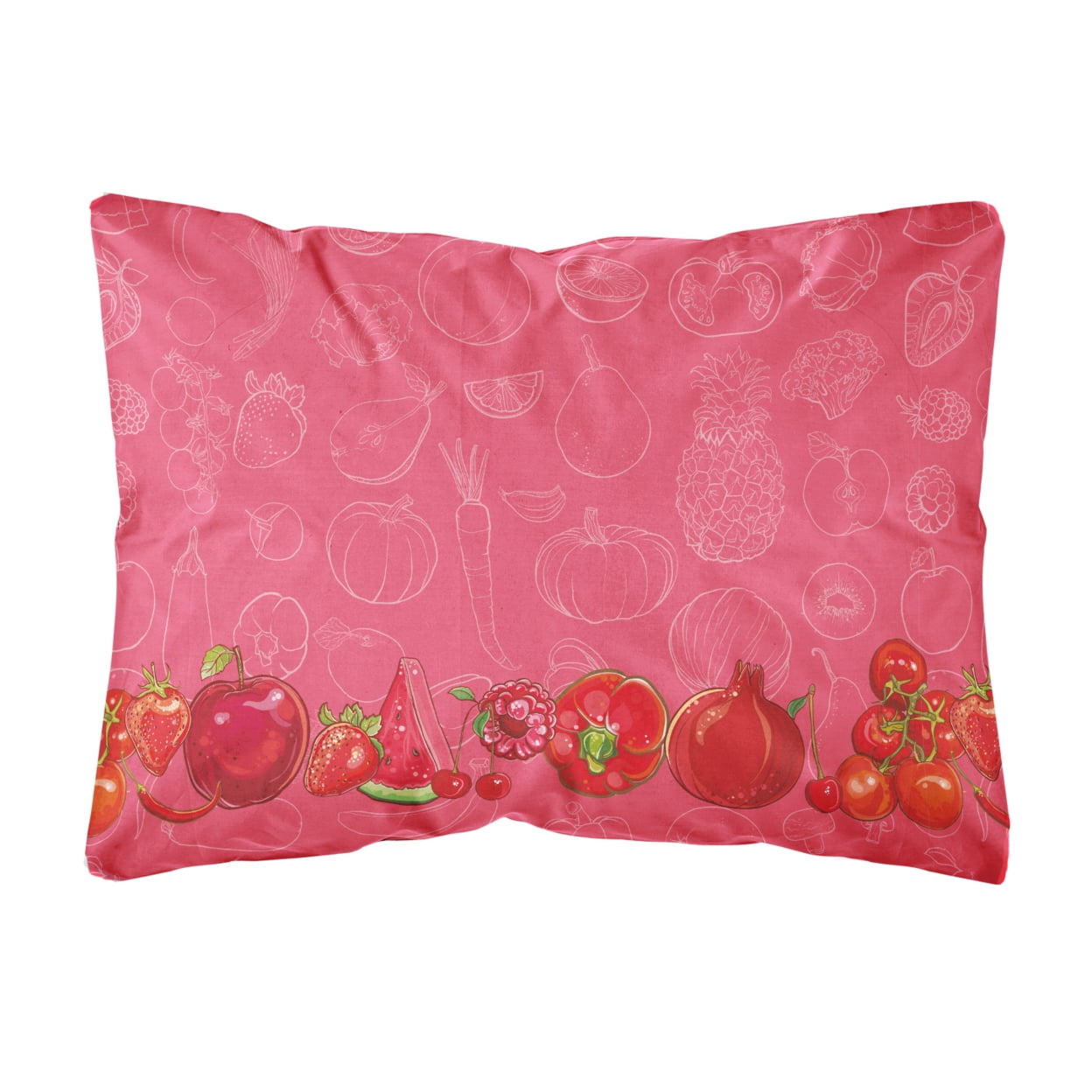 Carolines Treasures BB5133PW1216 Fruits and Vegetables in Red Canvas ...