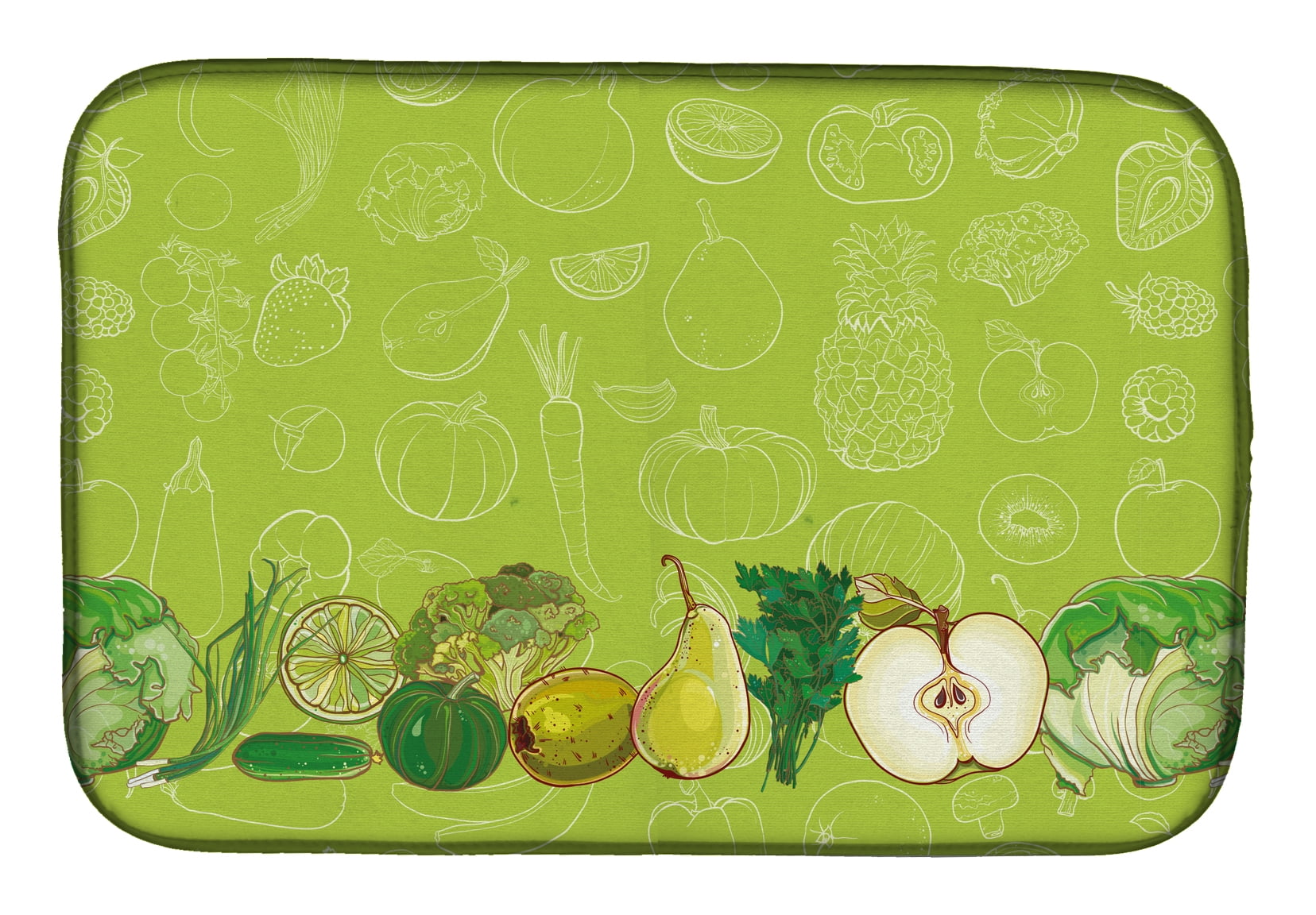 Fruits and Vegetables in Green Dish Drying Mat - Walmart.com
