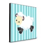 Carolines Treasures 8 x 8 x 0.625 in. Sheep on Blue Stripes Artwork ...