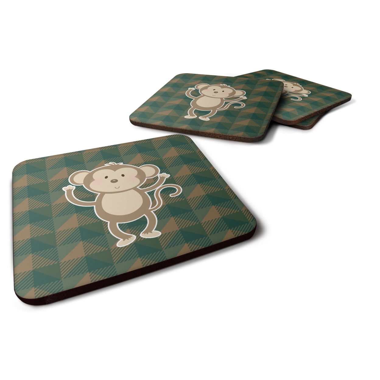 Carolines Treasures BB7025FC Monkey Foam Coaster Set of 4 3 1/2 x 3 1/2 ...