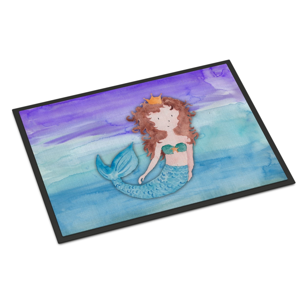 Carolines Treasures BB7422JMAT Brunette Mermaid Watercolor Door Mat ...
