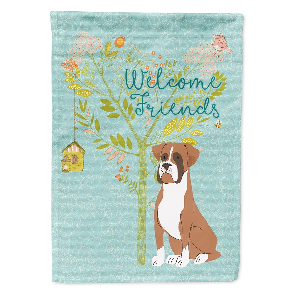 Carolines Treasures BB7582CHF Welcome Friends Flashy Fawn Boxer Flag ...