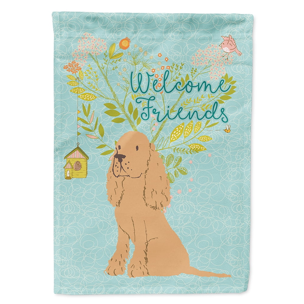 Carolines Treasures BB7619CHF Welcome Friends Buff Cocker Spaniel Flag ...
