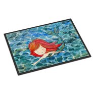 Blonde Mermaid on Teal Door Mat - Walmart.com