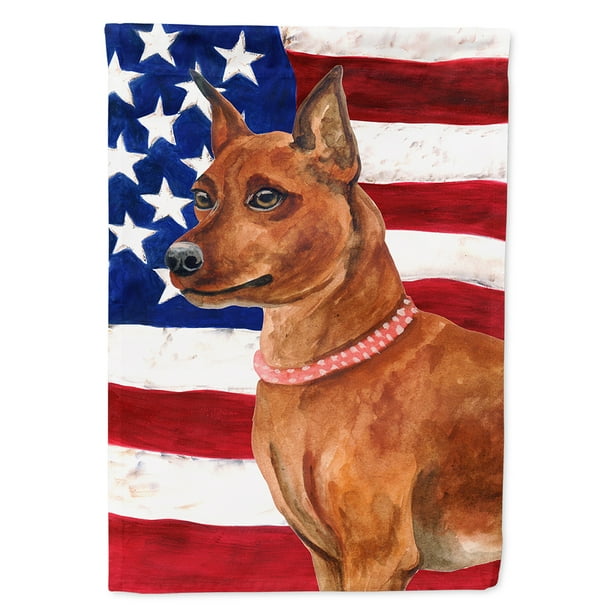 Carolines Treasures BB9656CHF Miniature Pinscher Patriotic Flag Canvas ...
