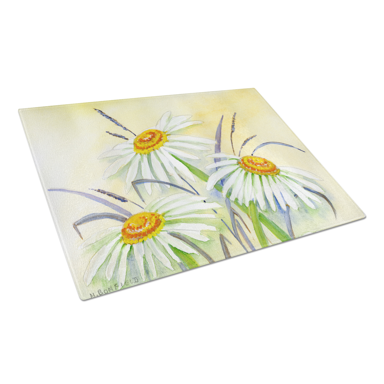 Carolines Treasures BMBO1108LCB Daisies by Maureen Bonfield Glass Large ...