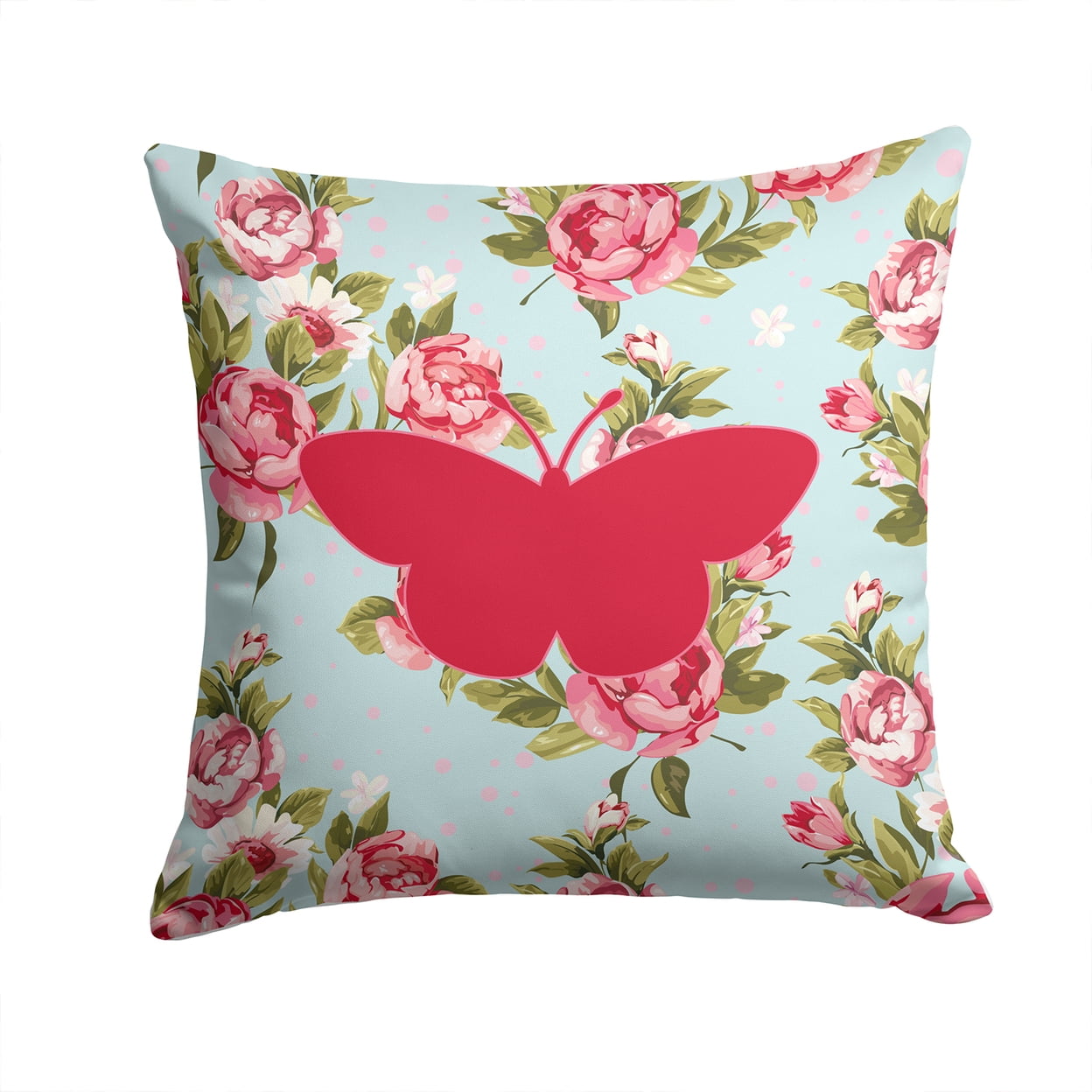 Carolines Treasures Butterfly Shabby Chic Blue Roses Canvas Fabric ...