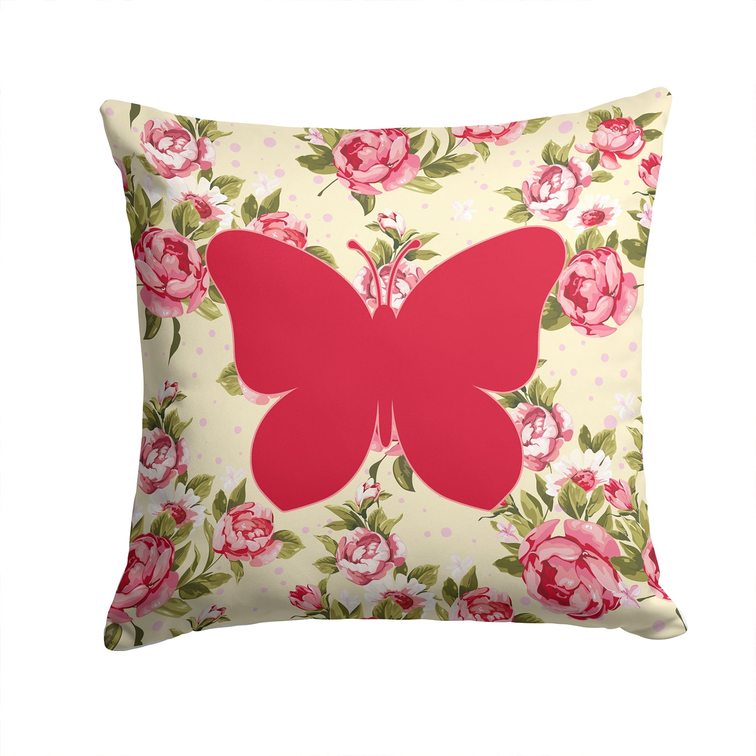 Carolines Treasures Butterfly Shabby Chic Yellow Roses Fabric ...