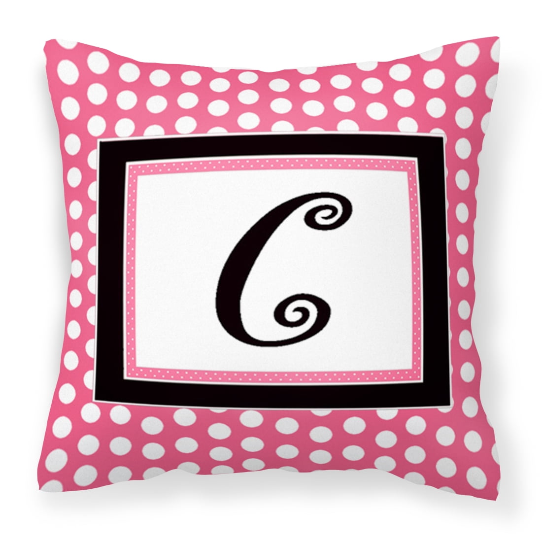 Carolines Treasures CJ1001-CPW1414 Monogram Initial C Pink Black Polka ...