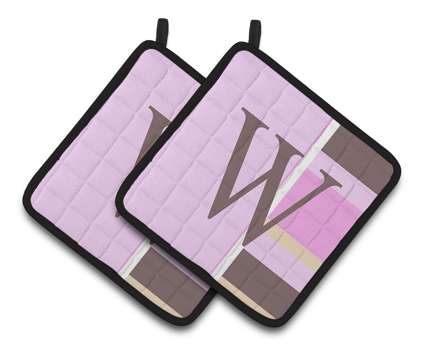 Letter W Initial Monogram - Pink Stripes Pair of Pot Holders - Walmart.com
