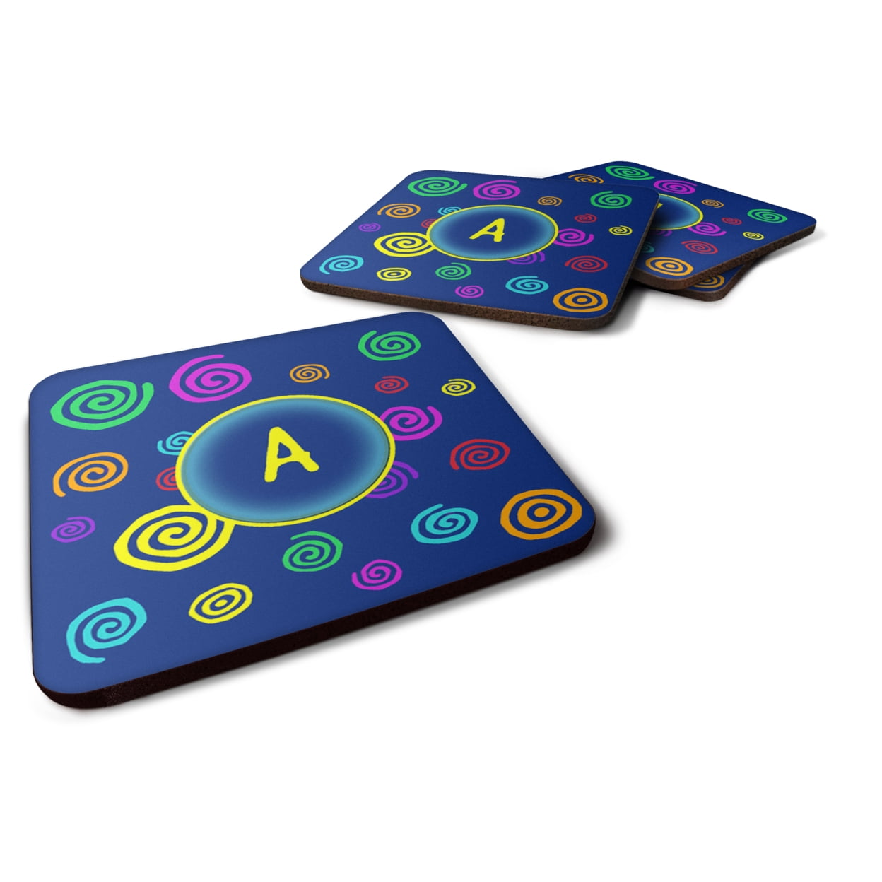 Carolines Treasures CJ1011-FC-Parent Set of 4 Monogram - Blue Swirls ...