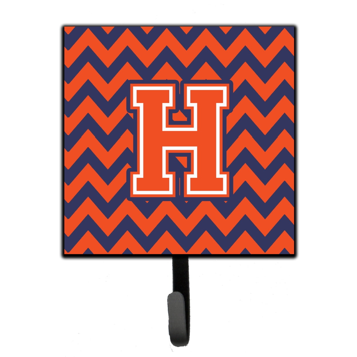 Carolines Treasures CJ1042-HSH4 Letter H Chevron Orange and Blue Leash or Key Holder Single Hook ...