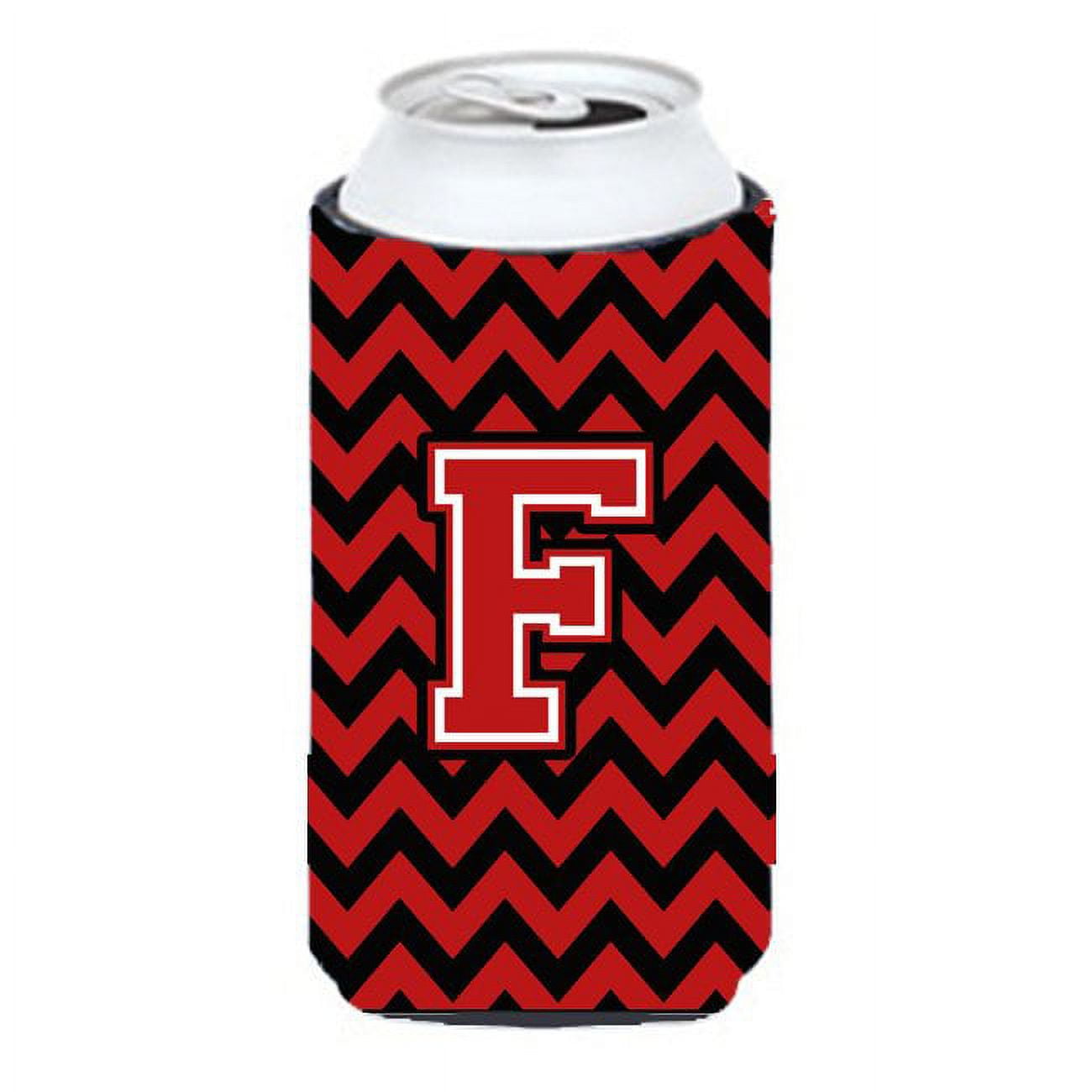 Carolines Treasures CJ1047-FTBC Letter F Chevron Black and Red Tall Boy ...