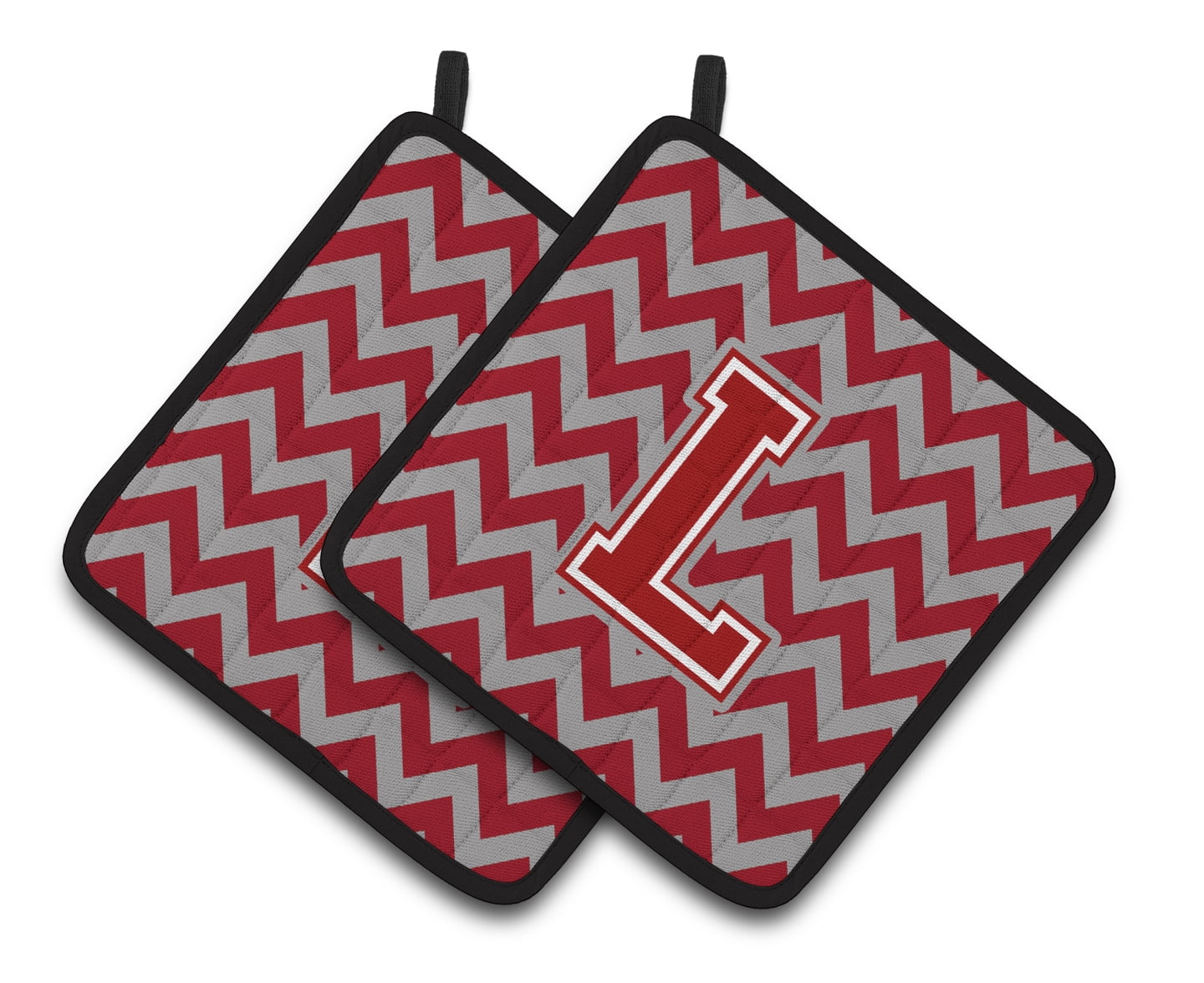 Carolines Treasures CJ1049-LPTHD Letter L Chevron Maroon & White Pair ...
