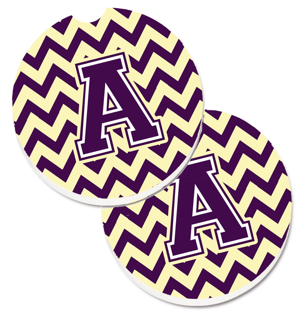 Carolines Treasures CJ1058-ACARC Letter A Chevron Purple & Gold Set of ...