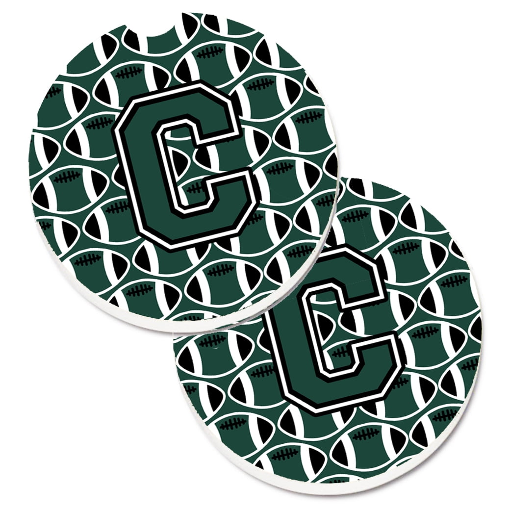 Carolines Treasures CJ1071-CCARC Letter C Football Green & White Set of ...