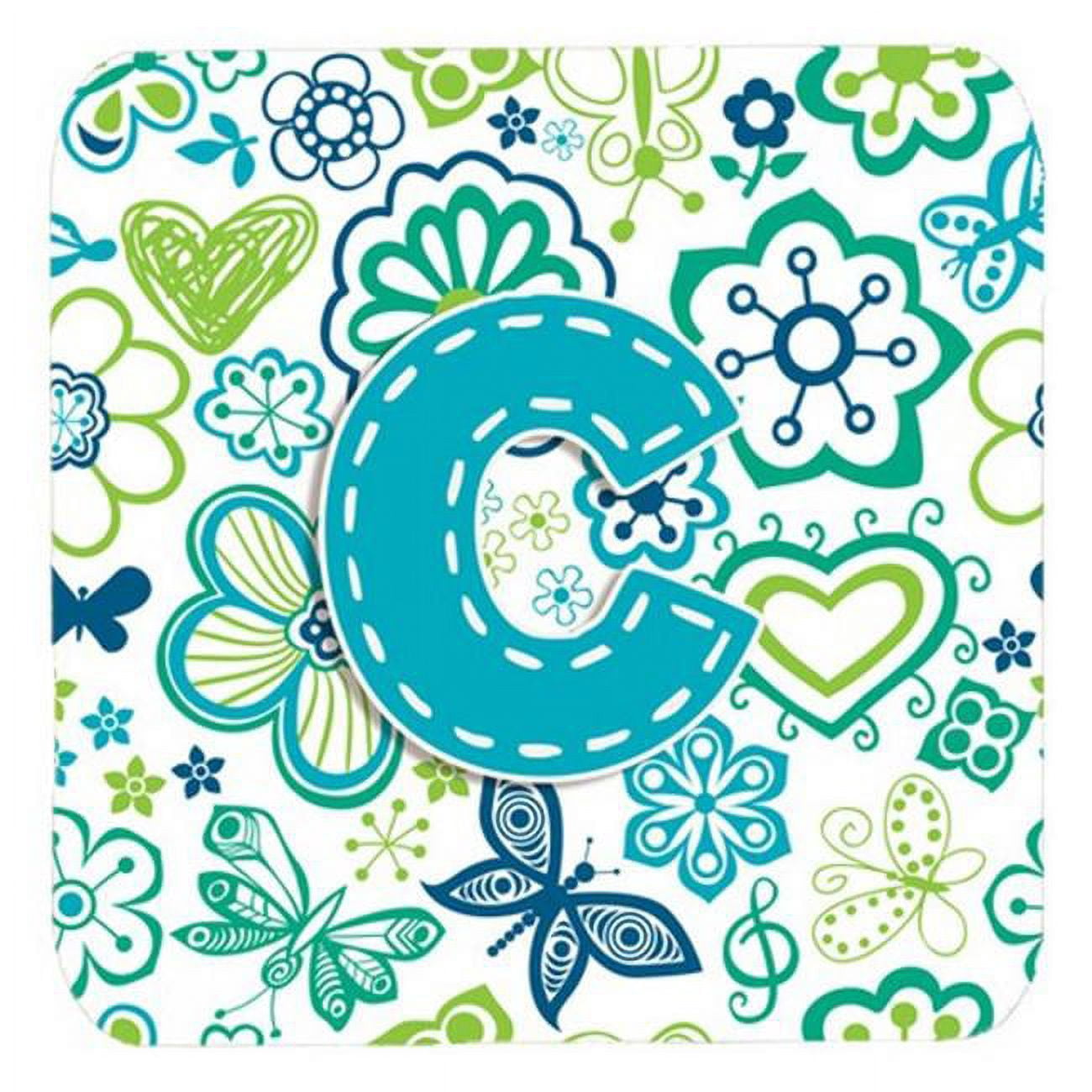 Carolines Treasures CJ2006-CFC Letter C Flowers And Butterflies Teal ...