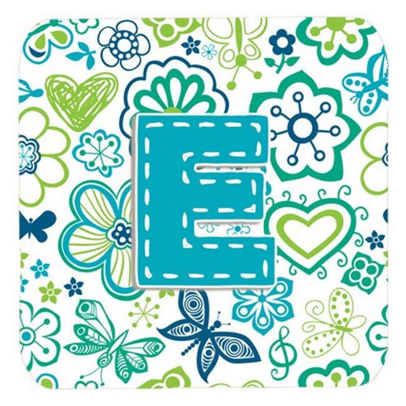 Carolines Treasures CJ2006-EFC Letter E Flowers And Butterflies Teal ...