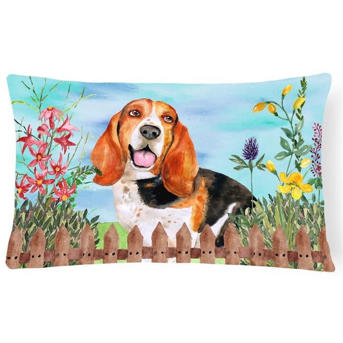 Carolines Treasures CK1266PW1216 Basset Hound Spring Canvas Fabric ...