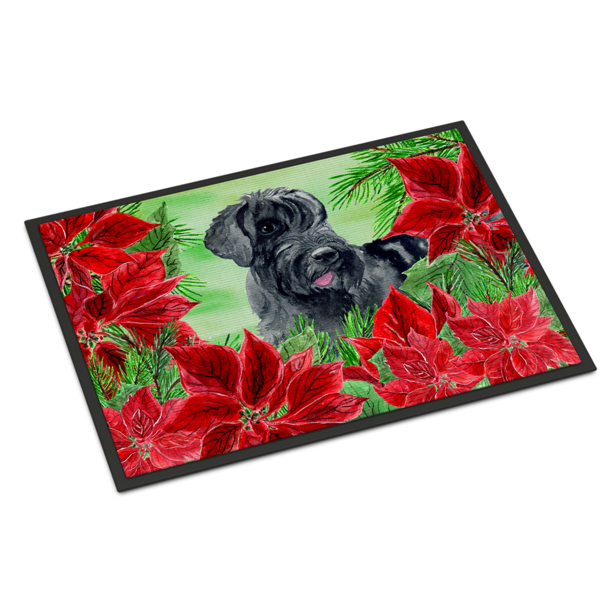 Carolines Treasures CK1308JMAT Giant Schnauzer Poinsettas Door Mat ...