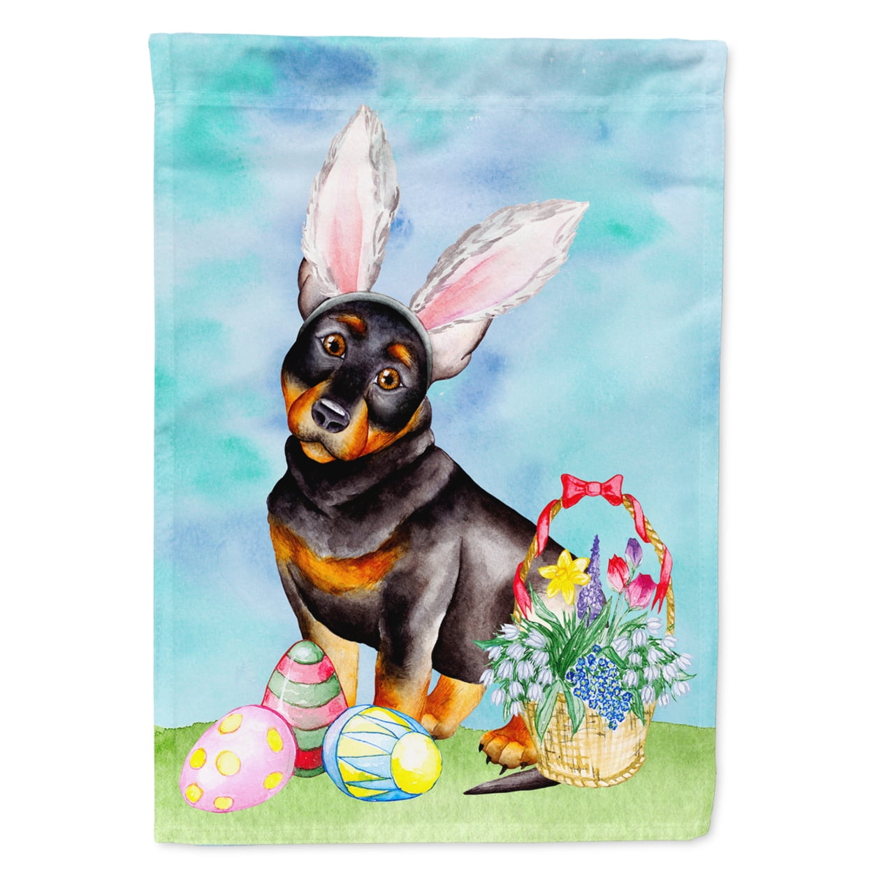 Carolines Treasures CK1377GF Lancashire Heeler Easter Bunny Flag Garden ...