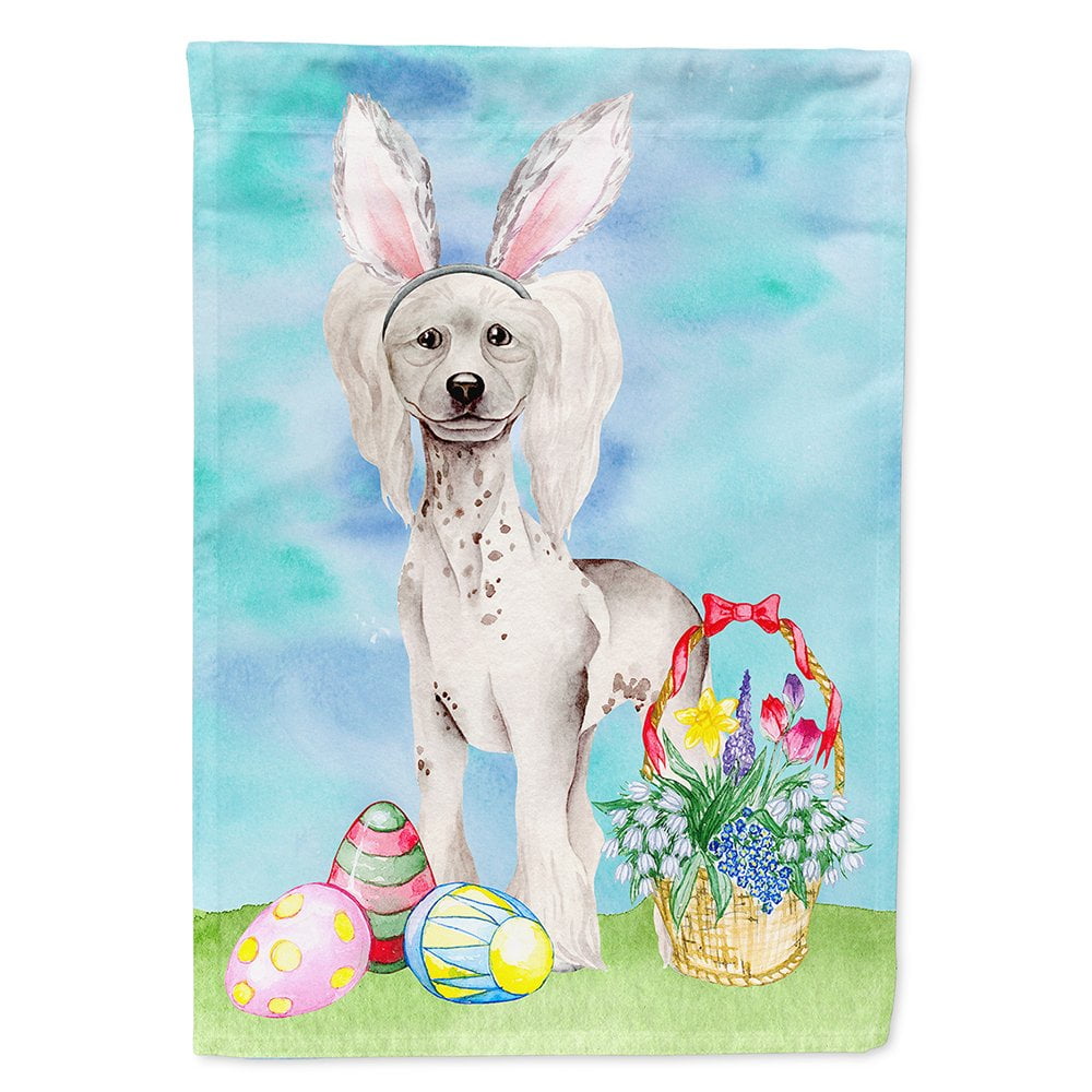 Carolines Treasures CK1380CHF Chinese Crested Easter Bunny Flag Canvas ...
