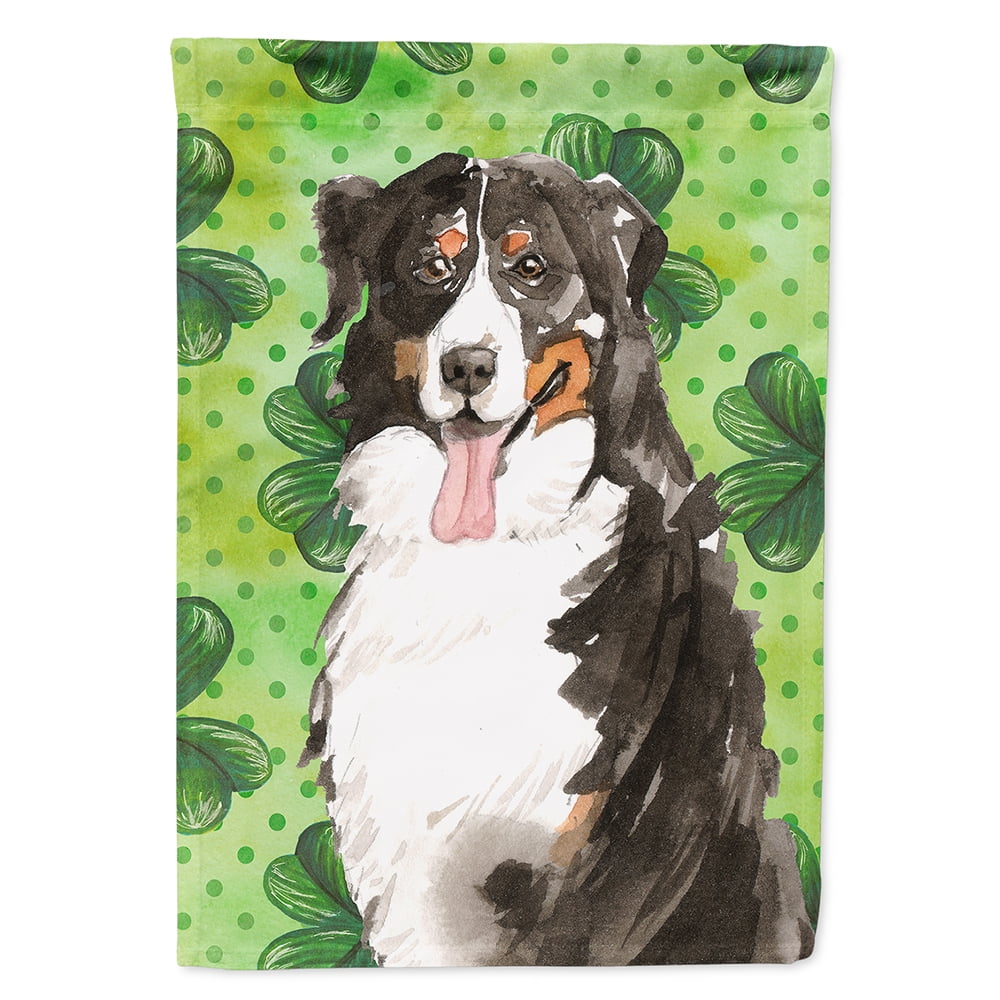Carolines Treasures CK1815CHF Shamrocks Bernese Mountain Dog Flag Canvas House Size Large ...