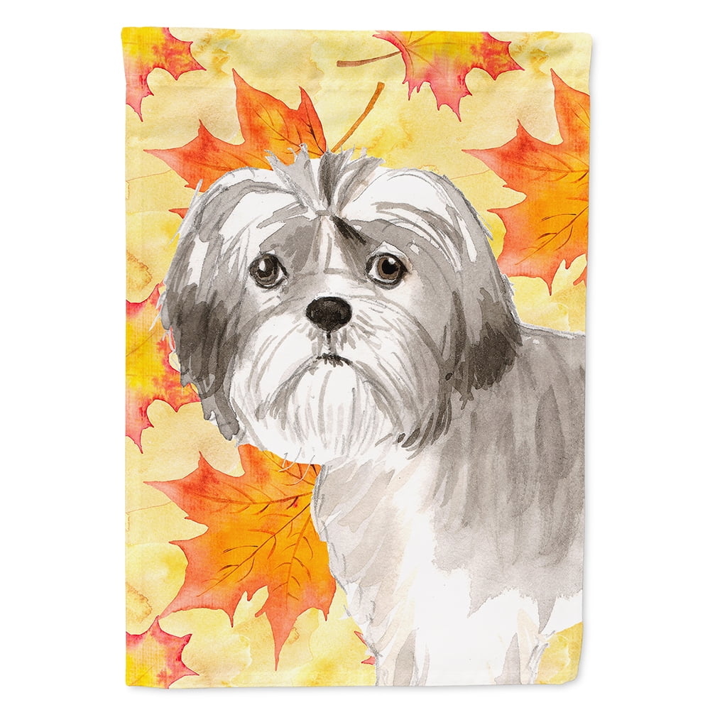 Carolines Treasures CK1825CHF Fall Leaves Shih Tzu Puppy Flag Canvas ...