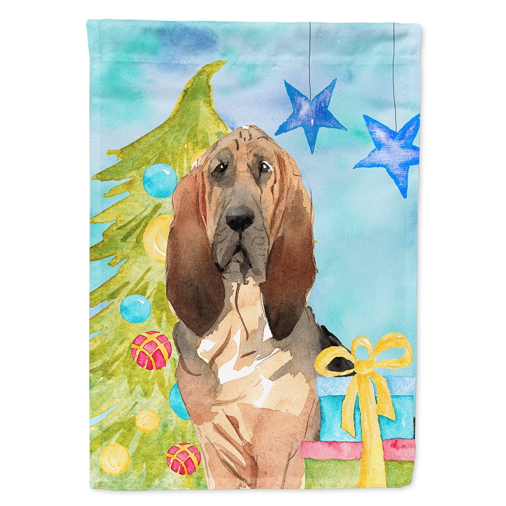 Carolines Treasures CK1887CHF Christmas Tree Bloodhound Flag Canvas ...