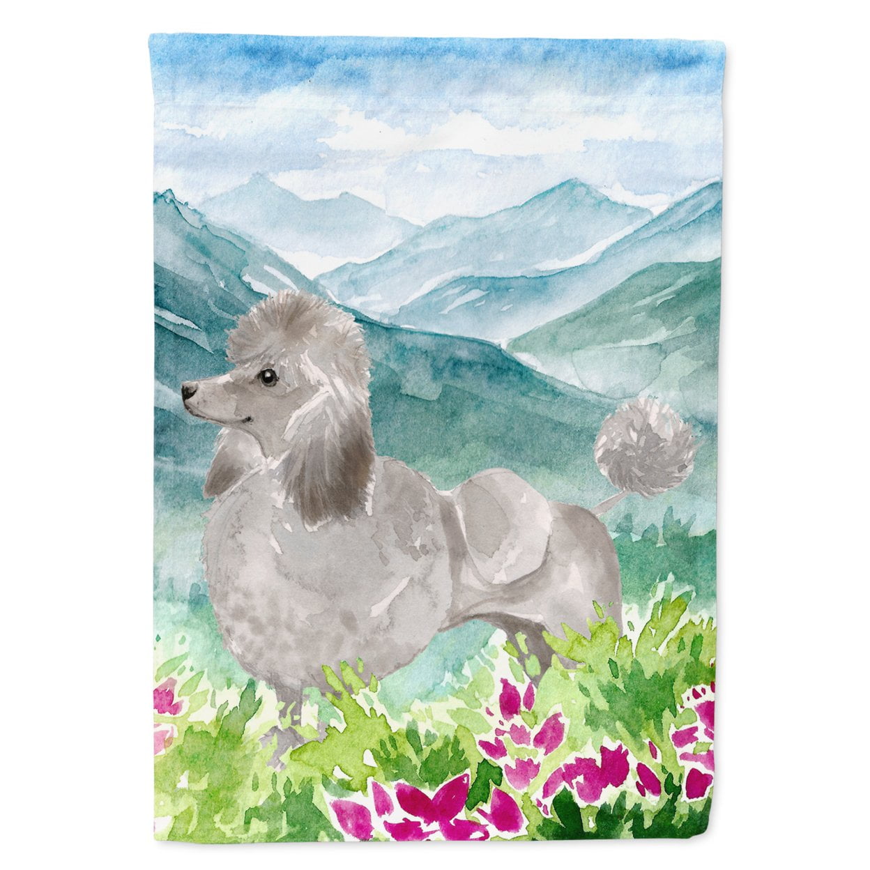 Carolines Treasures CK1975GF Mountian Flowers Silver Poodle Flag Garden ...