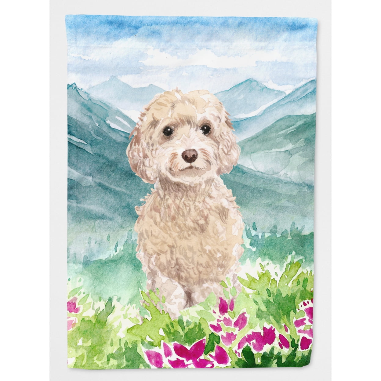 Carolines Treasures CK1984CHF Mountian Flowers Goldendoodle Flag Canvas ...