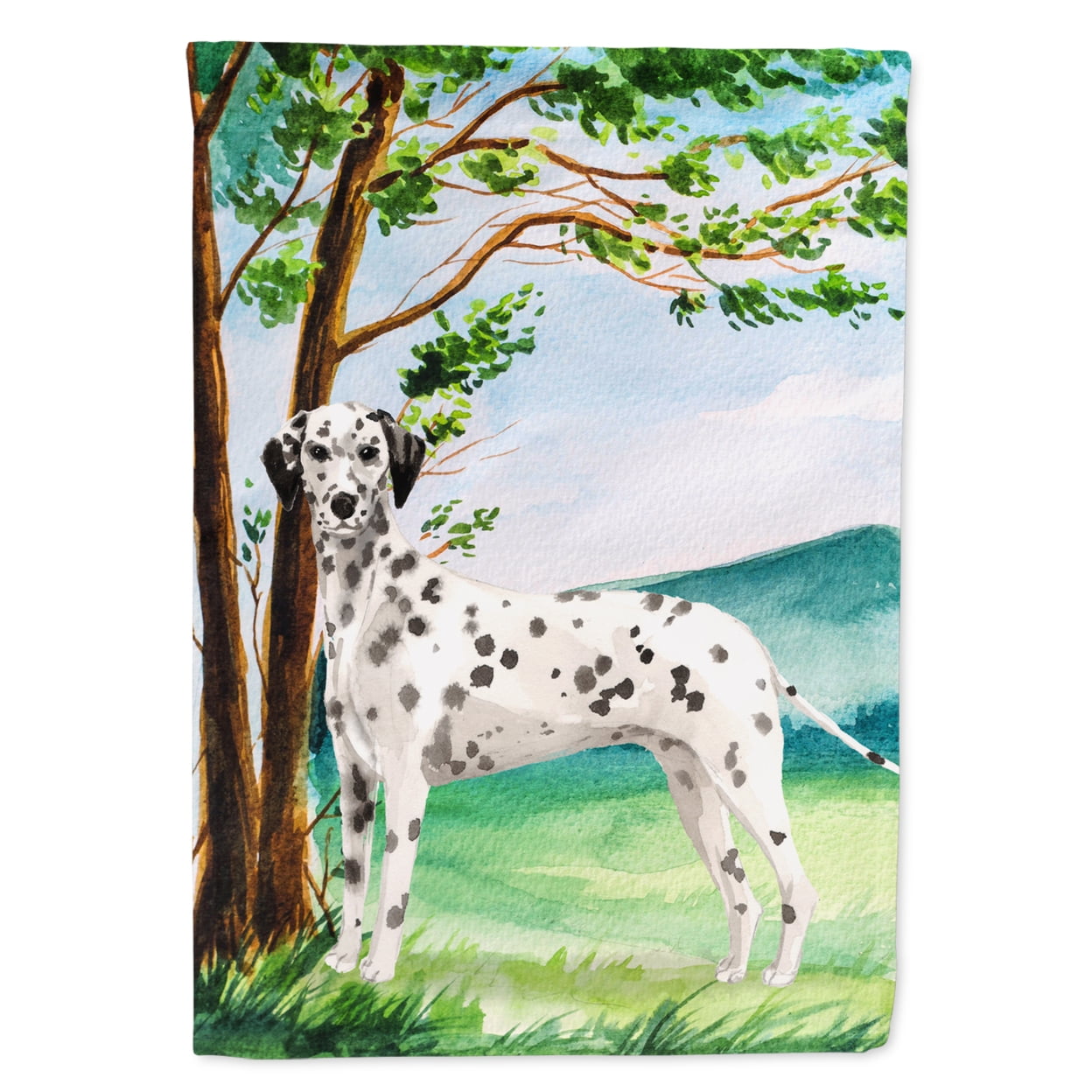 Carolines Treasures CK2015GF Under the Tree Dalmatian Flag Garden Size ...