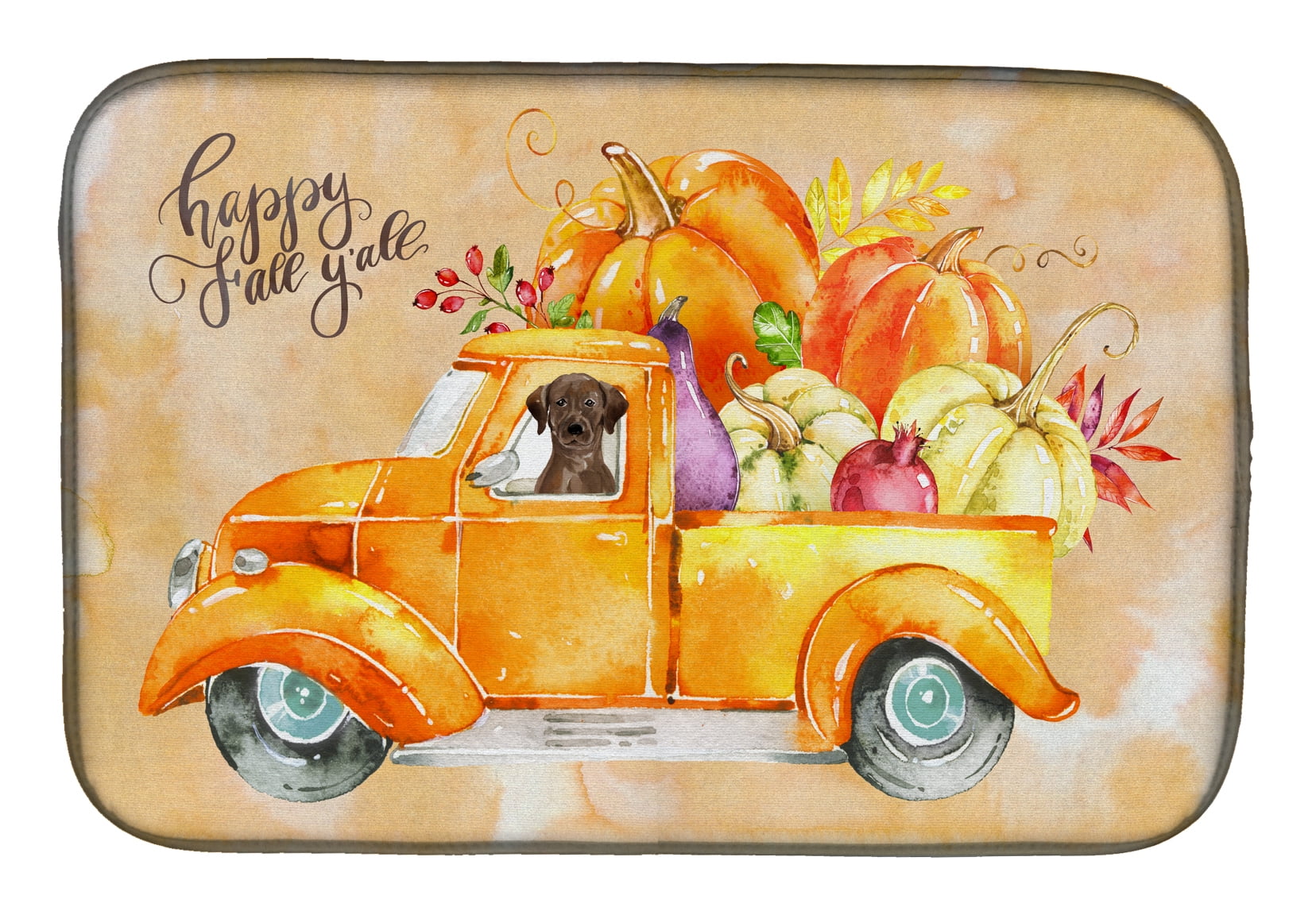 Fall Harvest Chocolate Labrador Retriever Dish Drying Mat - Walmart.com