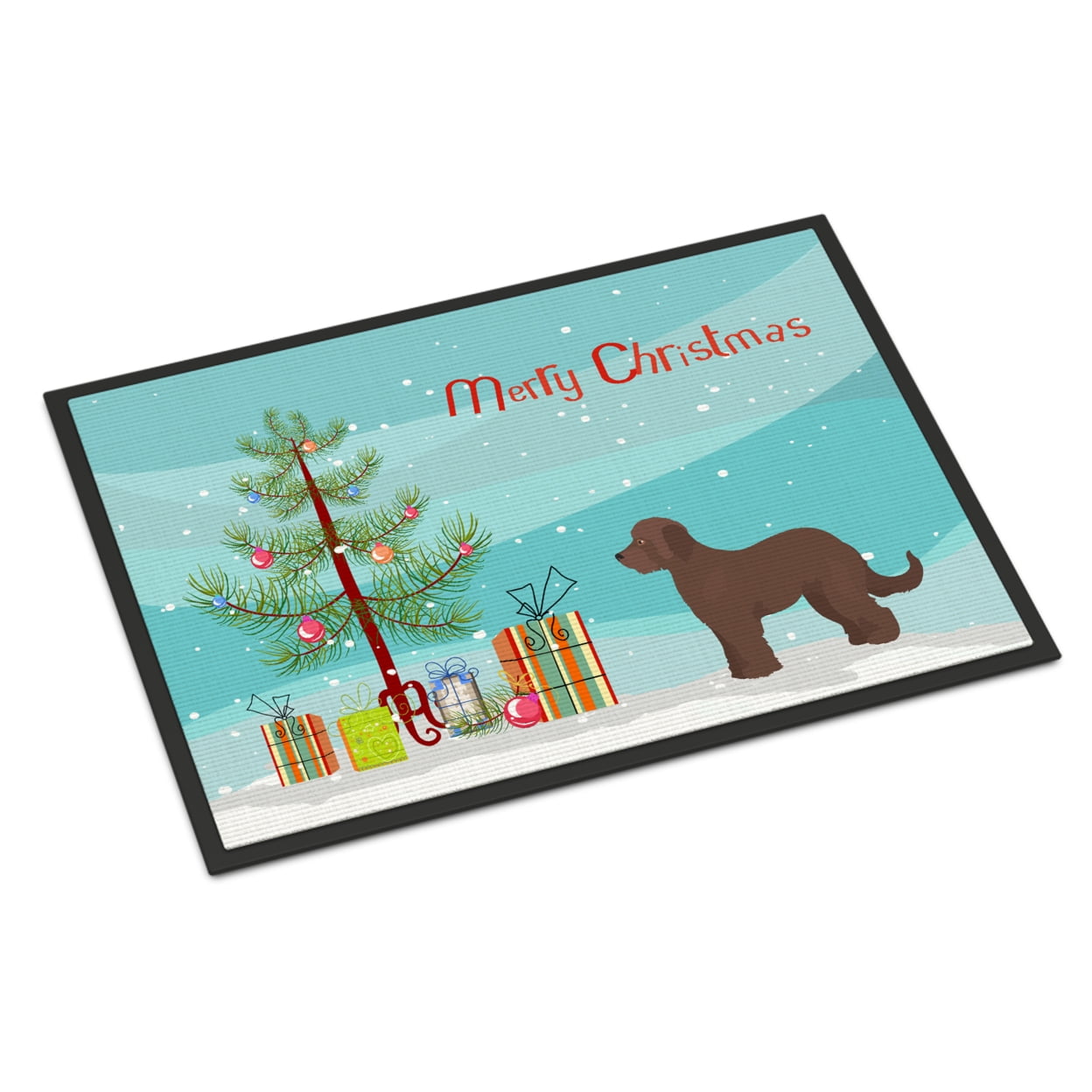 Carolines Treasures CK3838MAT Brown Goldendoodle Christmas Tree Door ...