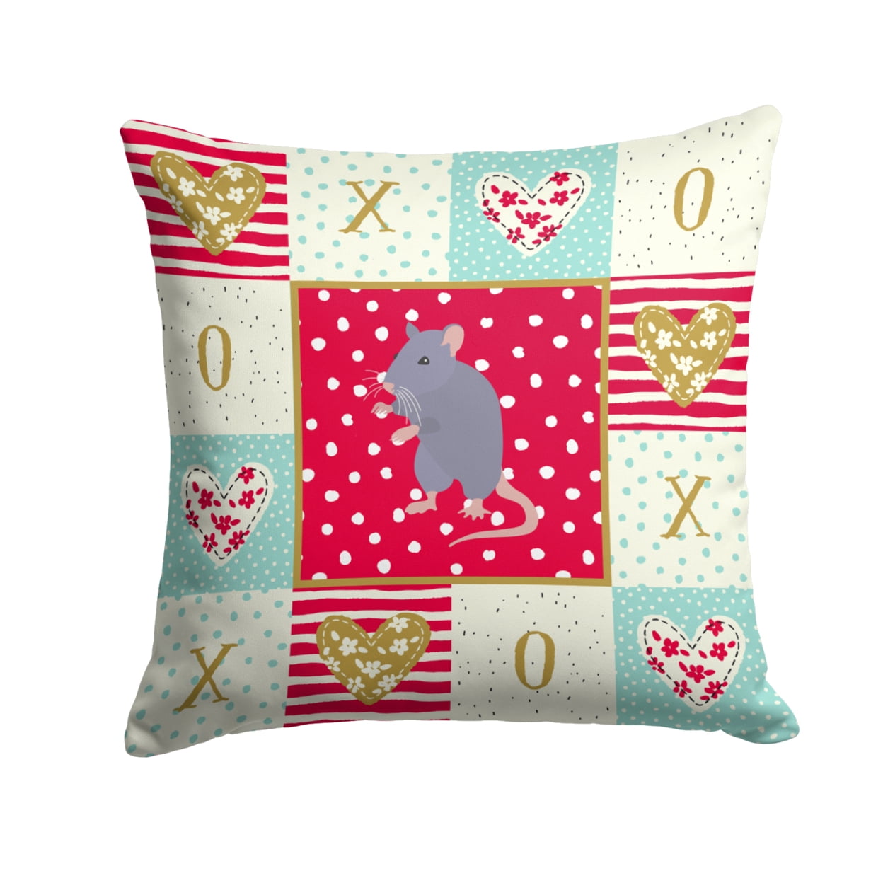 Carolines Treasures CK5457PW1414 Blue Rat Love Fabric Decorative Pillow ...
