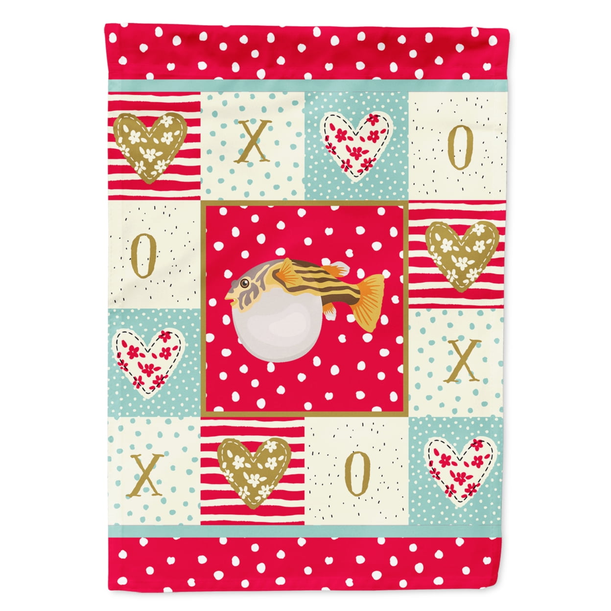 Carolines Treasures CK5496CHF Puffer Fish Love Flag Canvas House Size ...