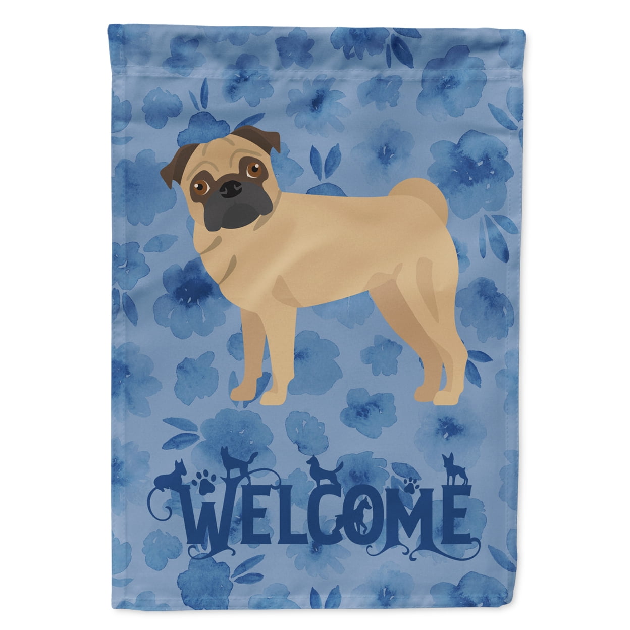 Carolines Treasures CK6042GF Pug Welcome Flag Garden Size Small ...