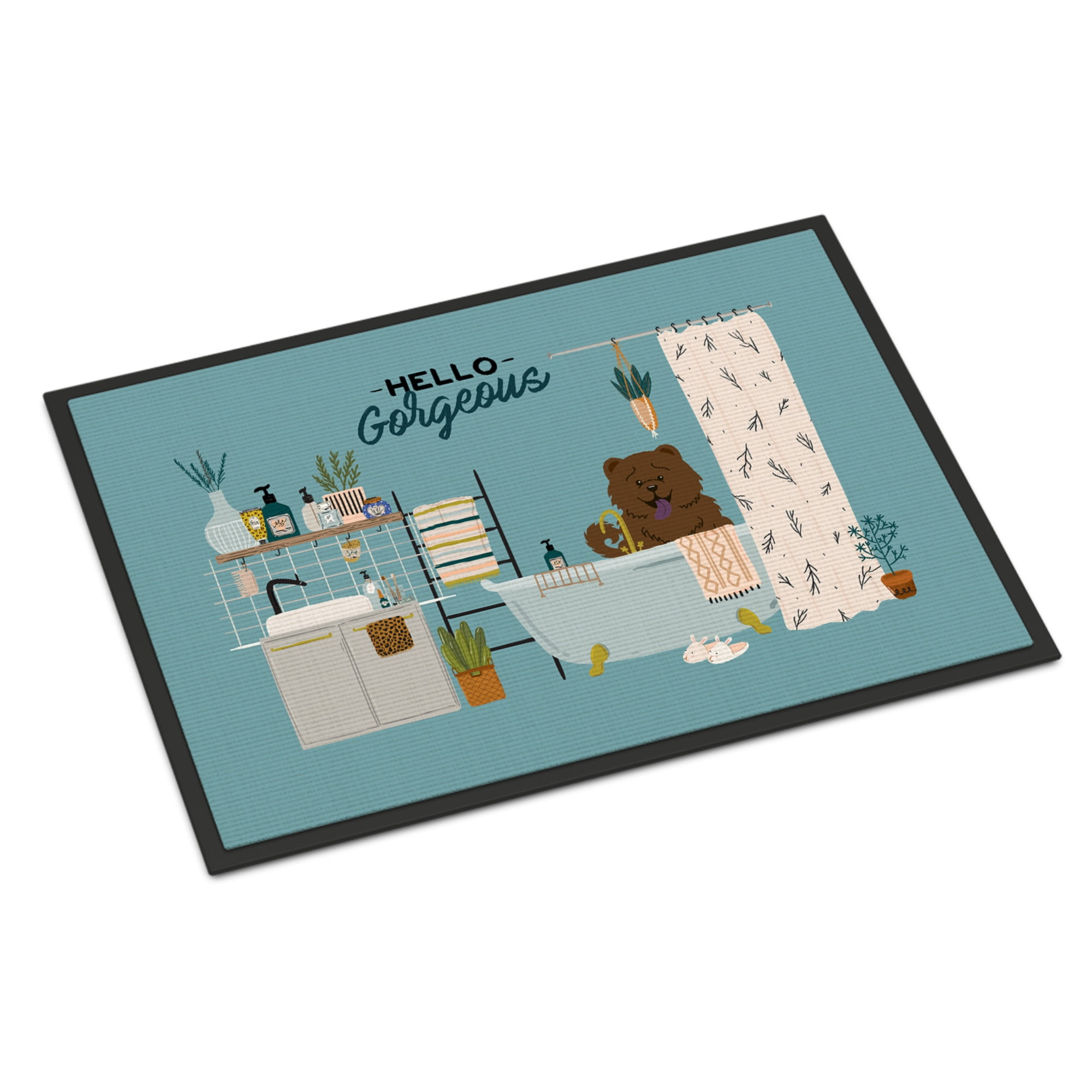 Chocolate Chow Chow in Bathtub Indoor or Outdoor Mat 18x27 CK7563MAT ...