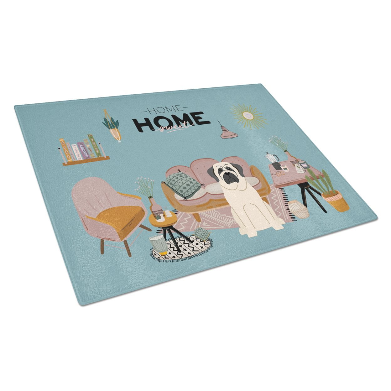 Carolines Treasures CK7862LCB White Mastiff Sweet Home Glass Cutting ...