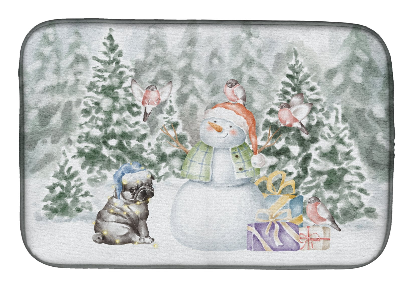 Carolines Treasures CK8075DDM Pug Puppy Black Snowman and Christmas ...