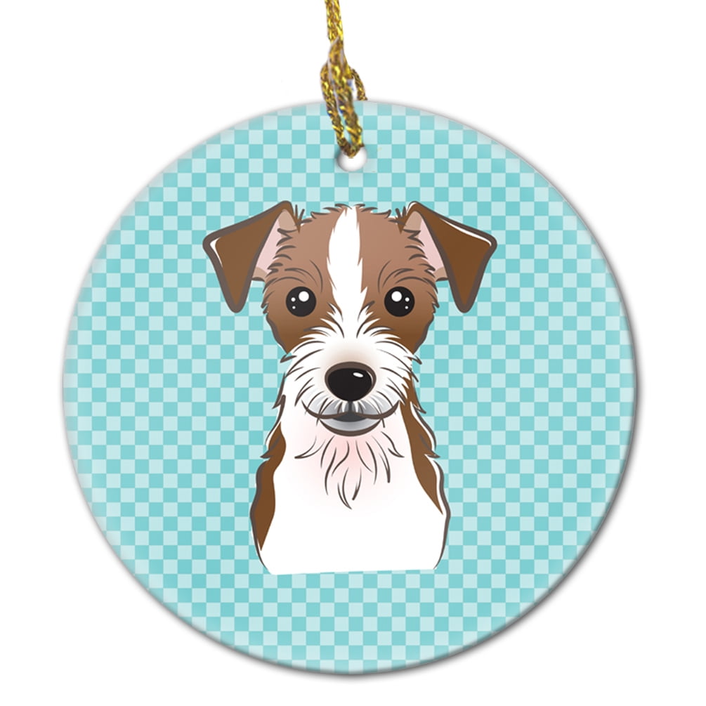 Carolines Treasures Checkerboard Blue Jack Russell Terrier Ceramic ...