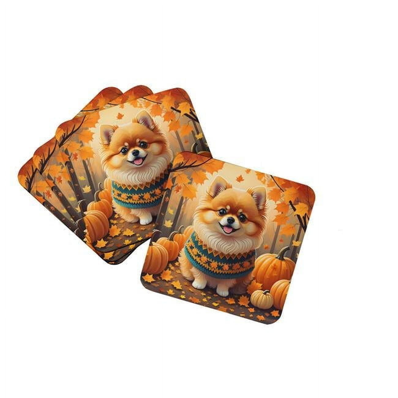 Pomeranian Fall Foam Coaster Set of 4 3.5 in x 3.5 in - Walmart.com